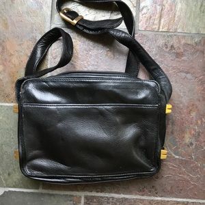 Perlina | Bags | Vintage Perlina Black Crossbody Bagall Leather | Poshmark